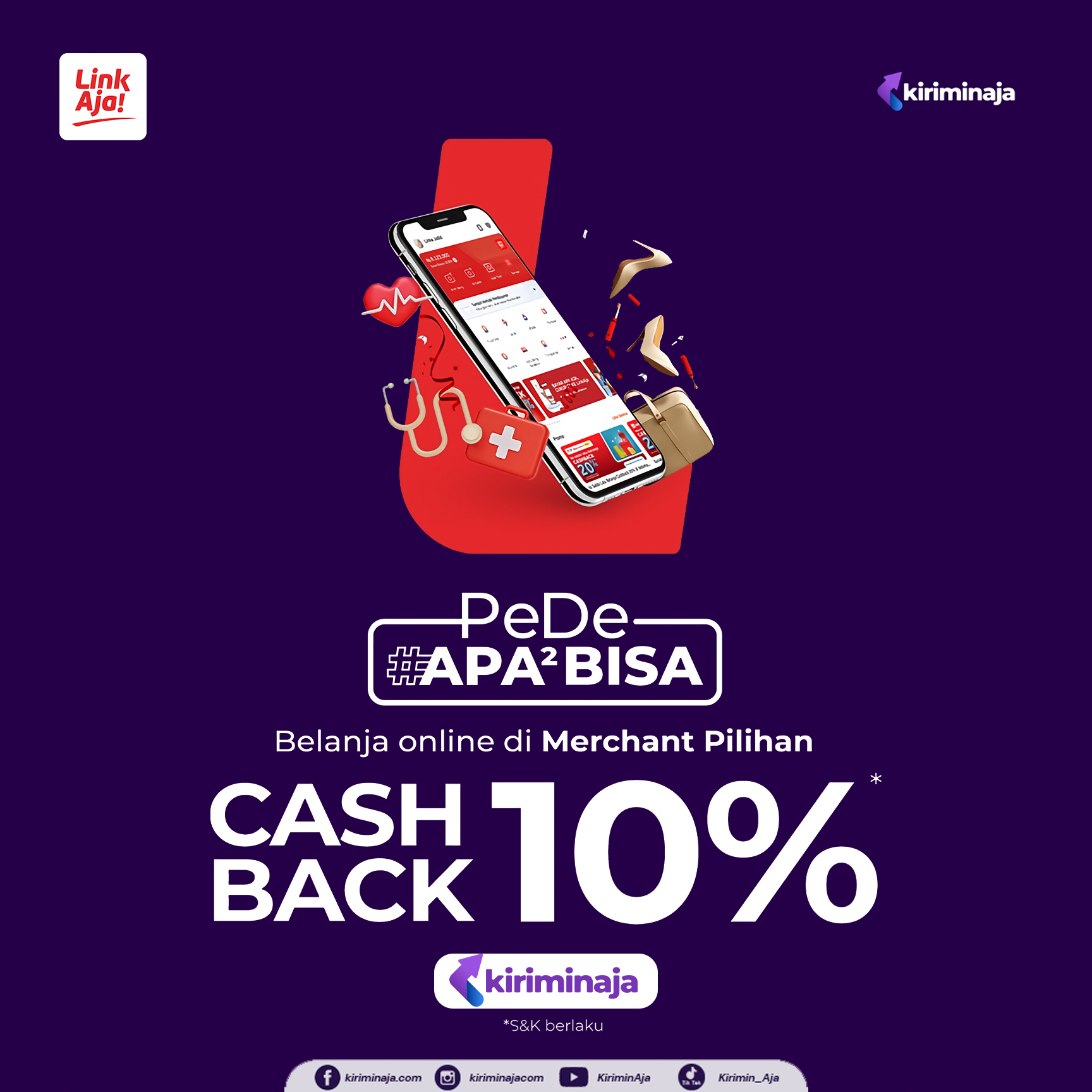 Cashback 10% dari LinkAja - KiriminAja
